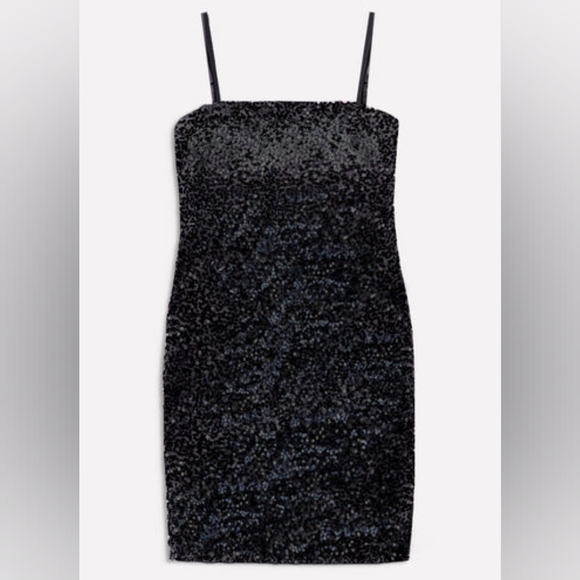 Crystal Sky | Dresses | Nwt Crystal Sky Bodycon Tube Cami Black Sequined Sequins Black Lined ...